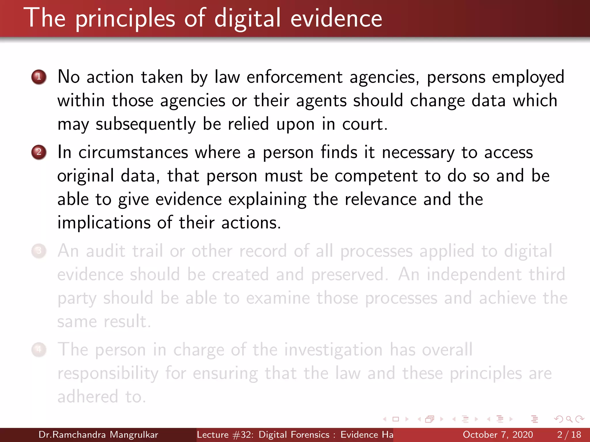 Lecture #32: Digital Forensics : Evidence Handling, Validation and ...
