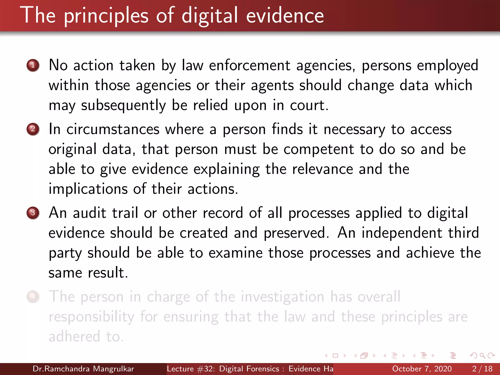 Lecture 32 Digital Forensics Evidence Handling Validation And Reporting Pdf