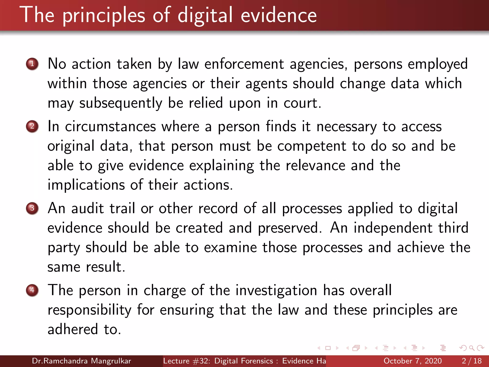 Lecture #32: Digital Forensics : Evidence Handling, Validation and ...
