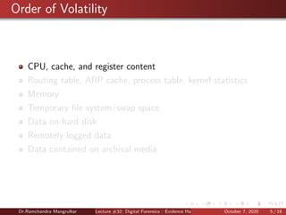Lecture #32: Digital Forensics : Evidence Handling, Validation and Reporting | PDF