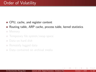 Lecture #32: Digital Forensics : Evidence Handling, Validation and Reporting | PDF