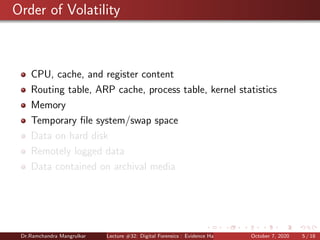 Lecture #32: Digital Forensics : Evidence Handling, Validation and Reporting | PDF