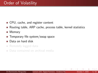 Lecture #32: Digital Forensics : Evidence Handling, Validation and Reporting | PDF