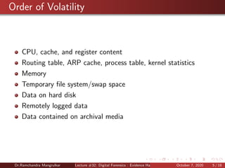 Lecture #32: Digital Forensics : Evidence Handling, Validation and Reporting | PDF