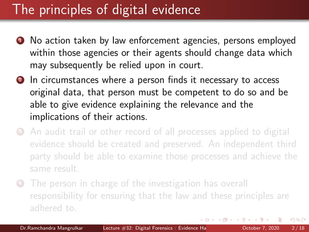 Lecture #32: Digital Forensics : Evidence Handling, Validation and Reporting | PDF