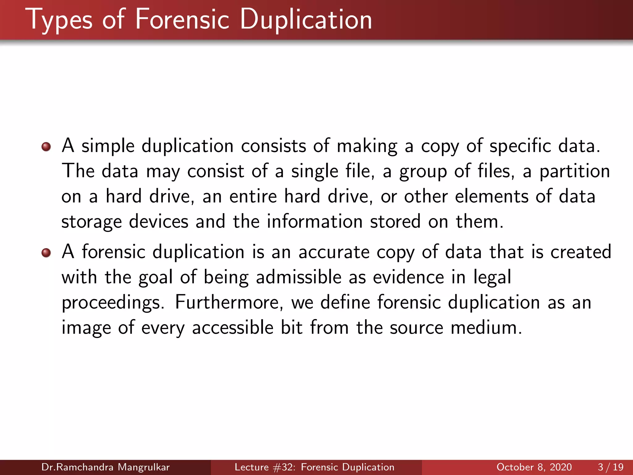 Lecture #32: Forensic Duplication | PDF