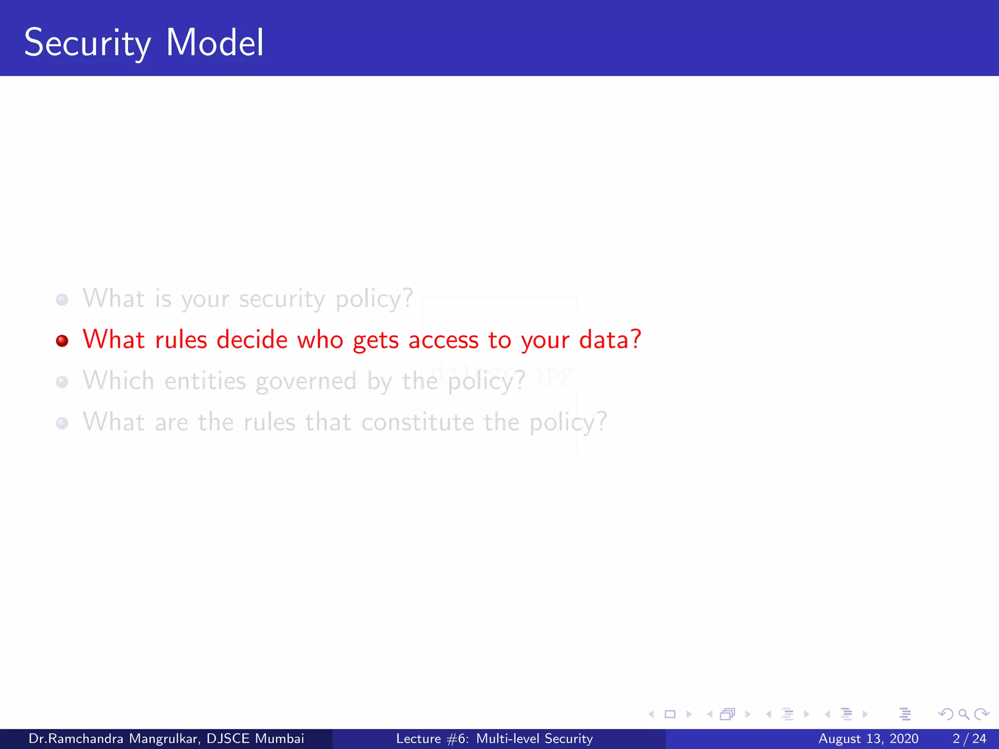 Lecture #6: Multilevel Security Models | PDF