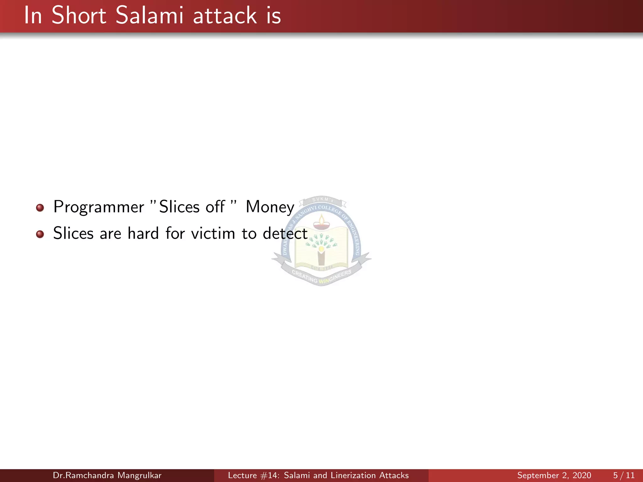 Lecture # 14: Salami and Linearization Attacks | PDF