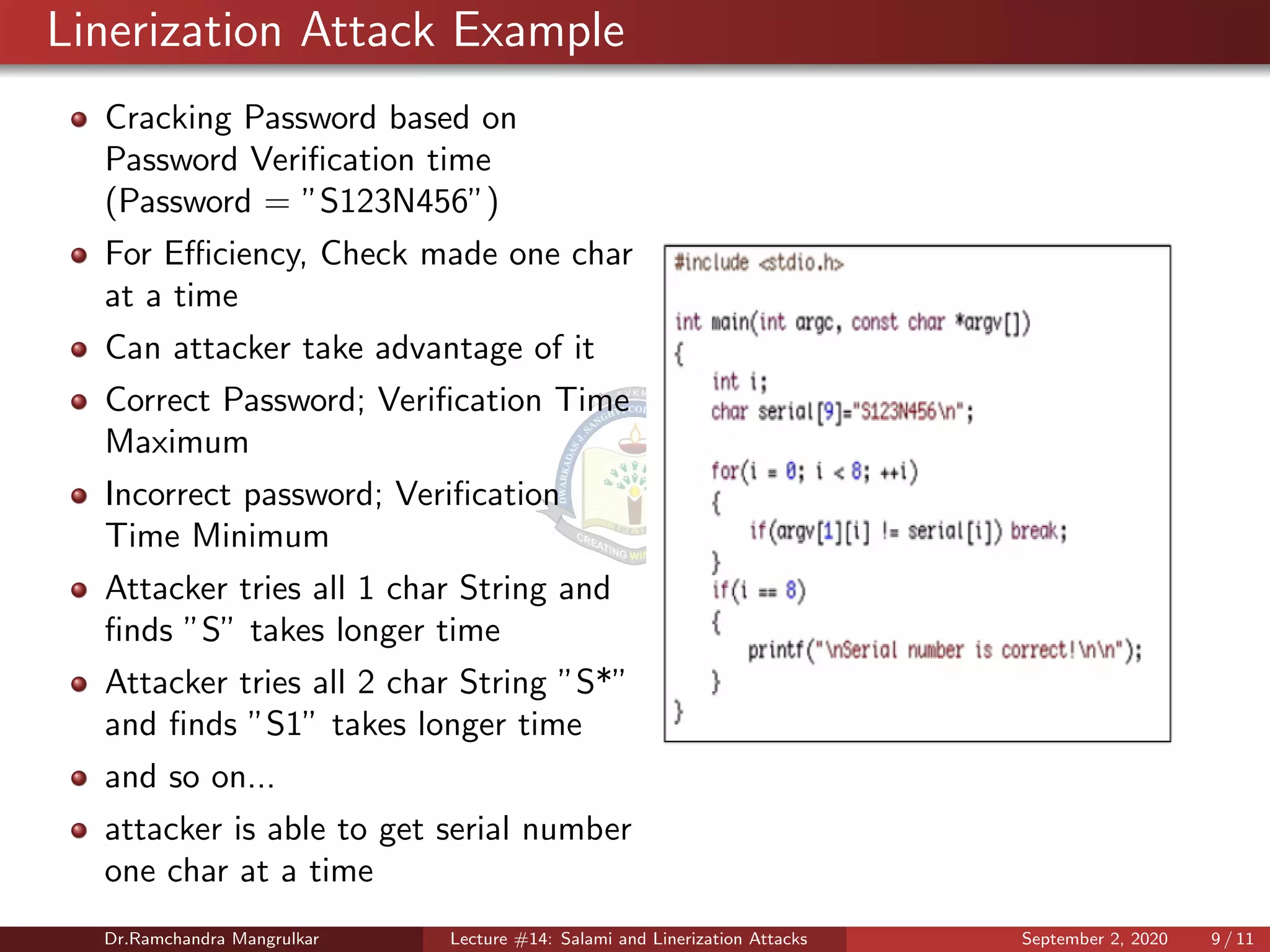 Lecture # 14: Salami and Linearization Attacks | PDF