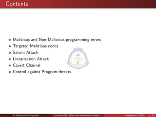 Lecture # 14: Salami and Linearization Attacks | PDF