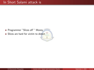 Lecture # 14: Salami and Linearization Attacks | PDF