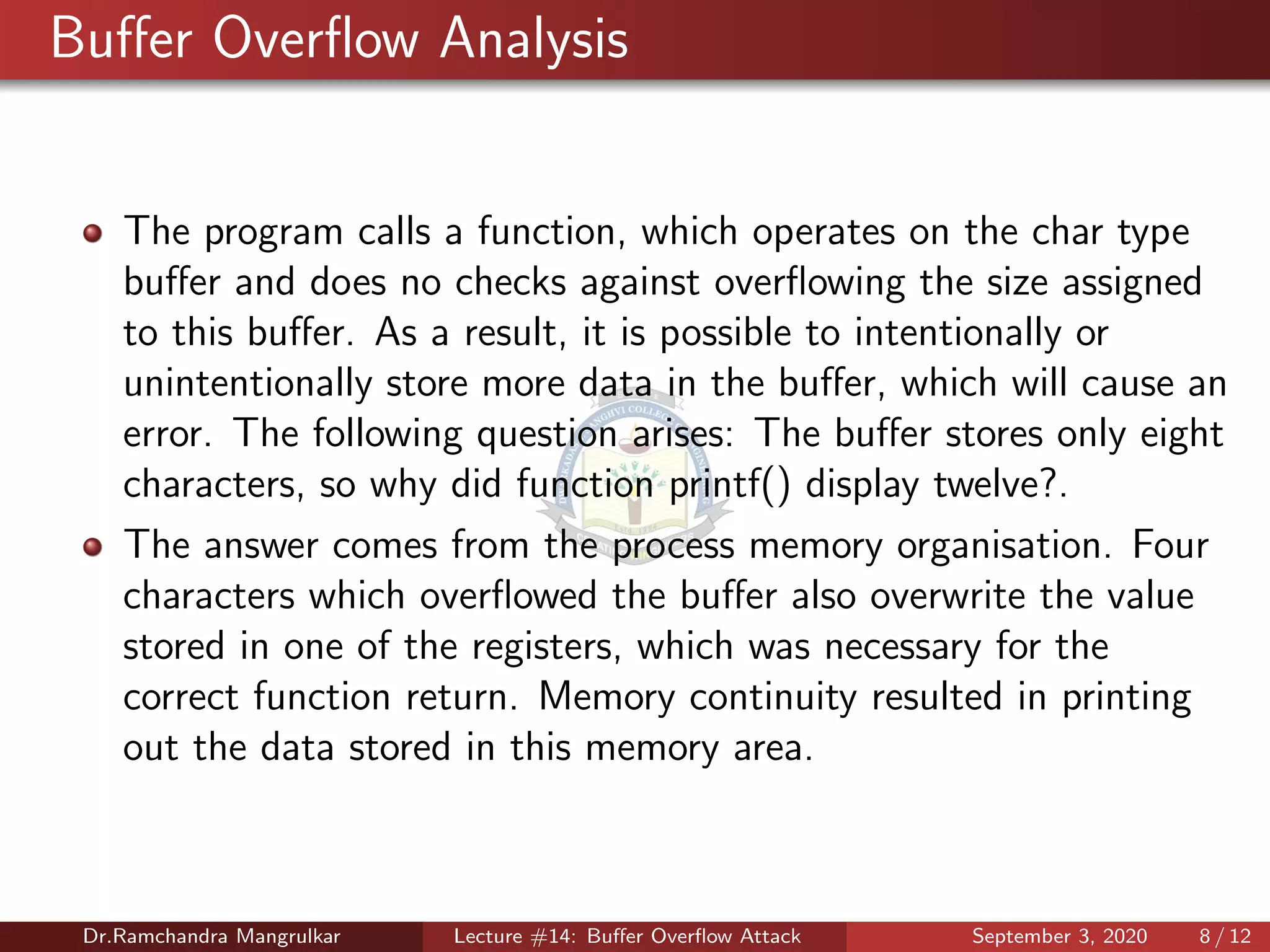 Lecture 15 Buffer Overflow Attack Non Malicious Attack Ppt 