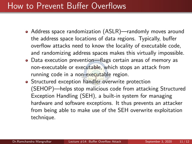 Lecture #15: Buffer Overflow Attack (Non Malicious Attack) | PPT