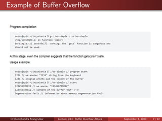 Lecture #15: Buffer Overflow Attack (Non Malicious Attack) | PPT