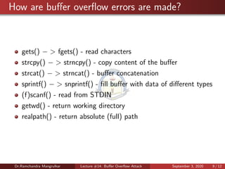 Lecture #15: Buffer Overflow Attack (Non Malicious Attack) | PPT