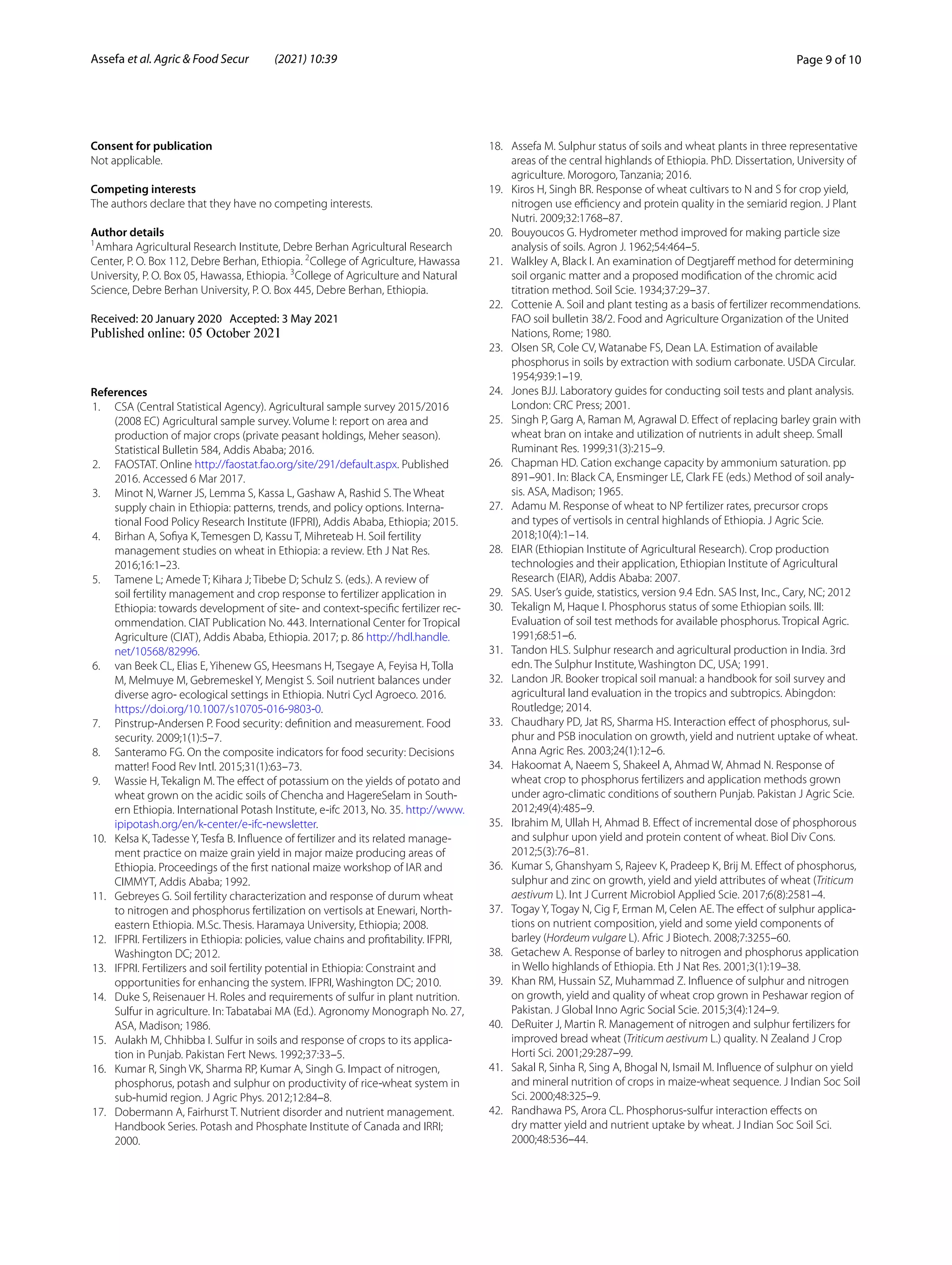 Assefa et al-2021-agriculture_&_food_security | PDF | Agriculture | Industries