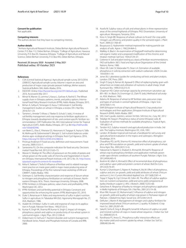 Assefa et al-2021-agriculture_&_food_security | PDF | Agriculture | Industries