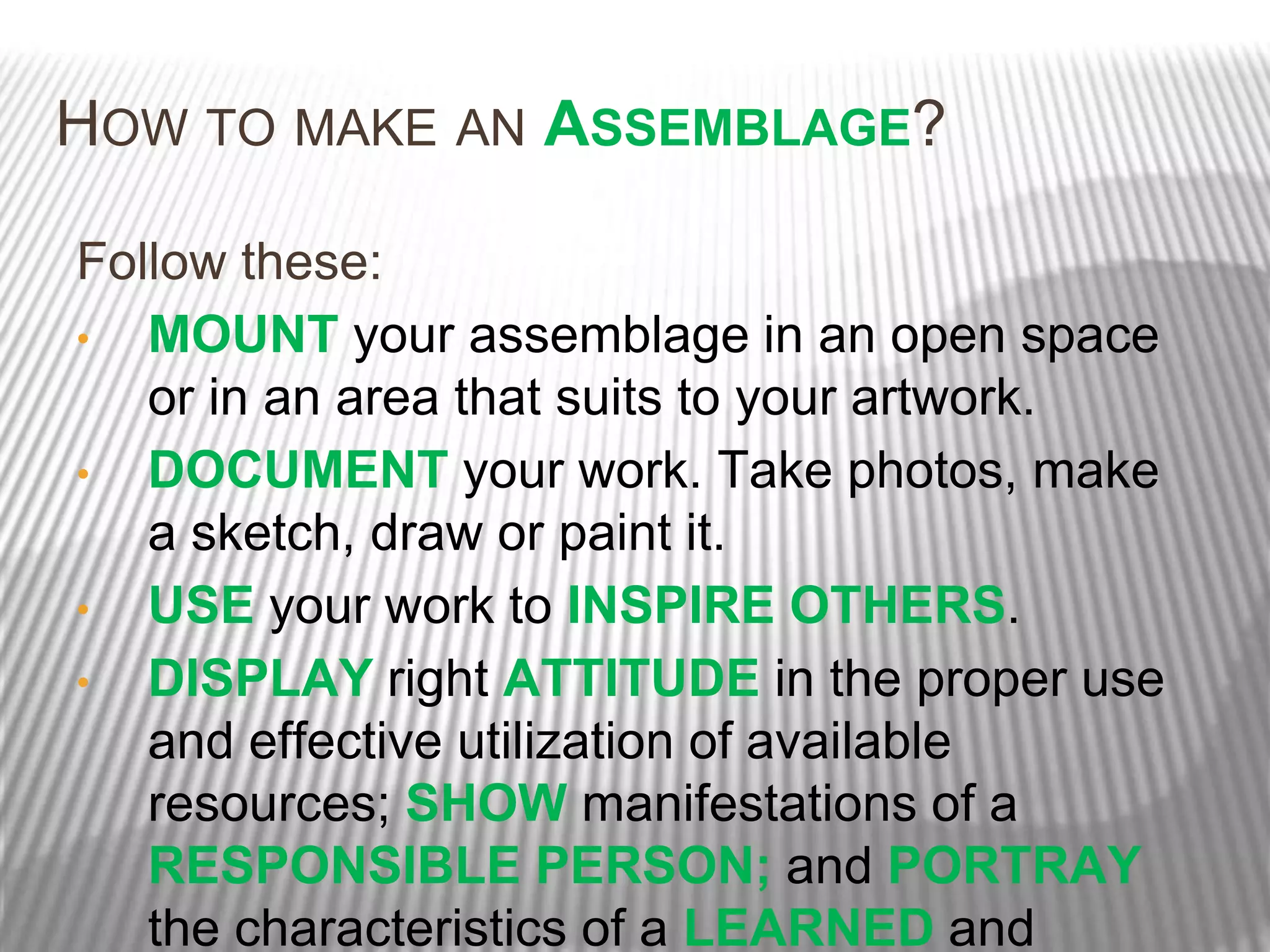 Assemblageand drawingforgrade7 | PPTX | Drawing and Sketching | Arts and Crafts