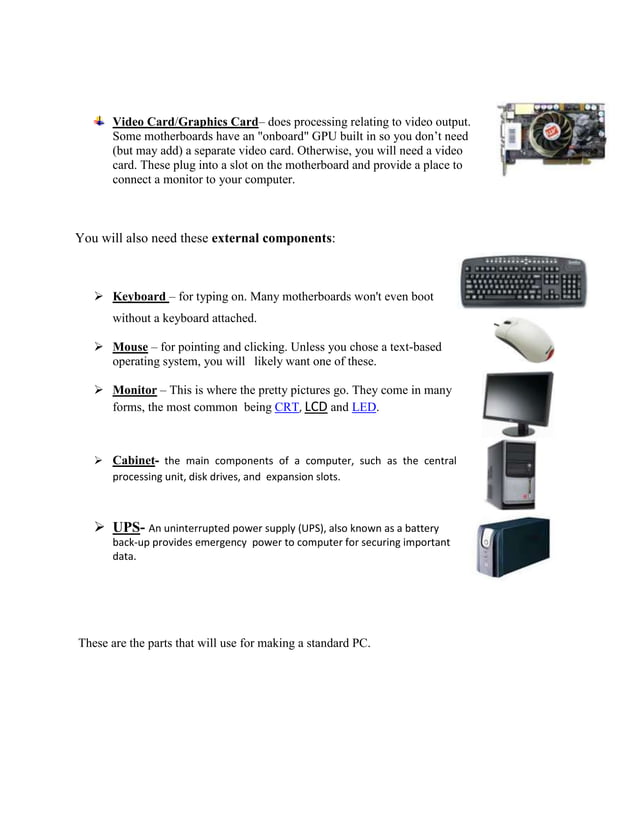 Assemble a desktop pc | DOCX | Desktops | Computing