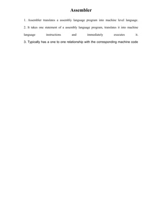Assembler | DOC | Programming Languages | Computing
