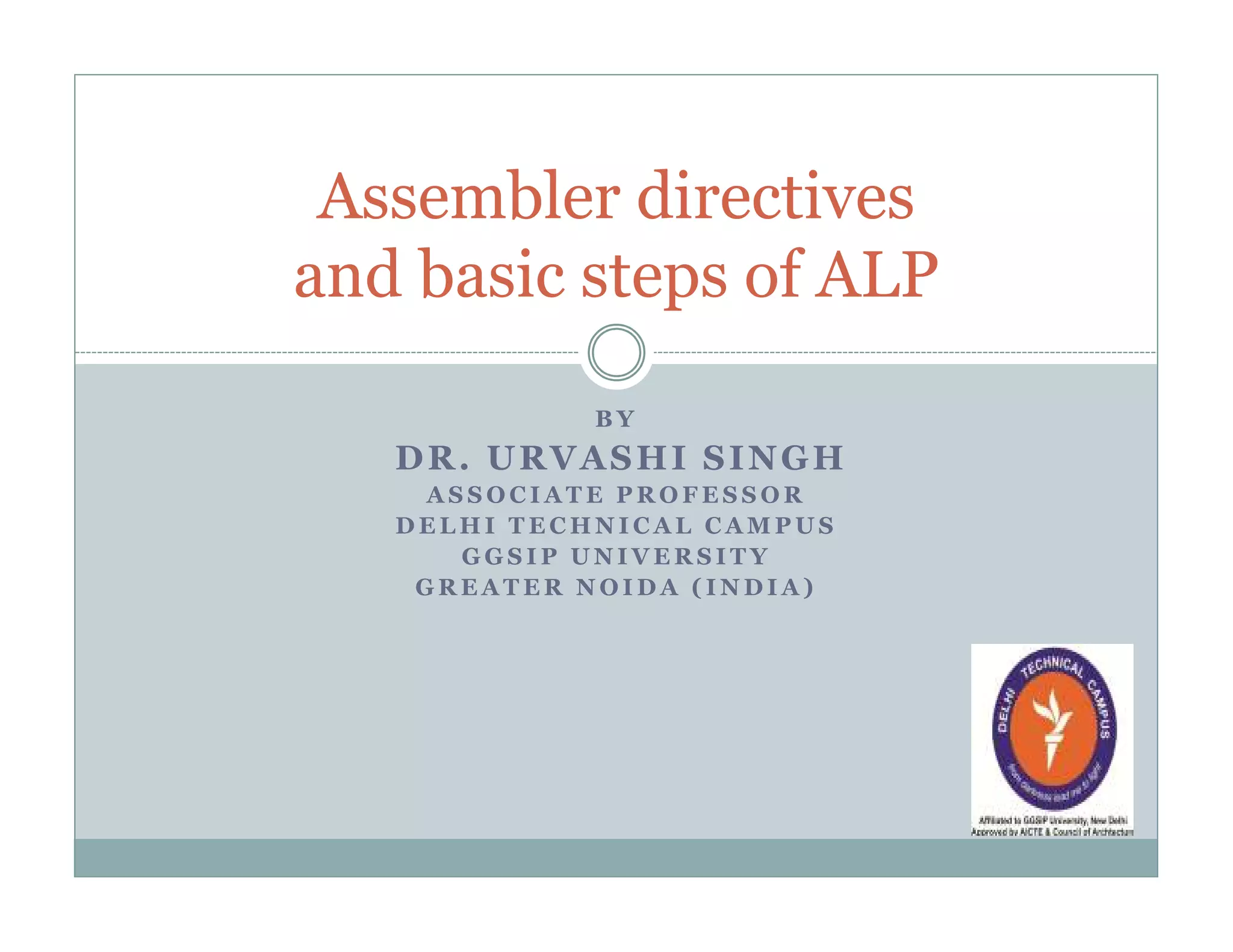 Assembler directives and basic steps ALP of 8086 | PDF