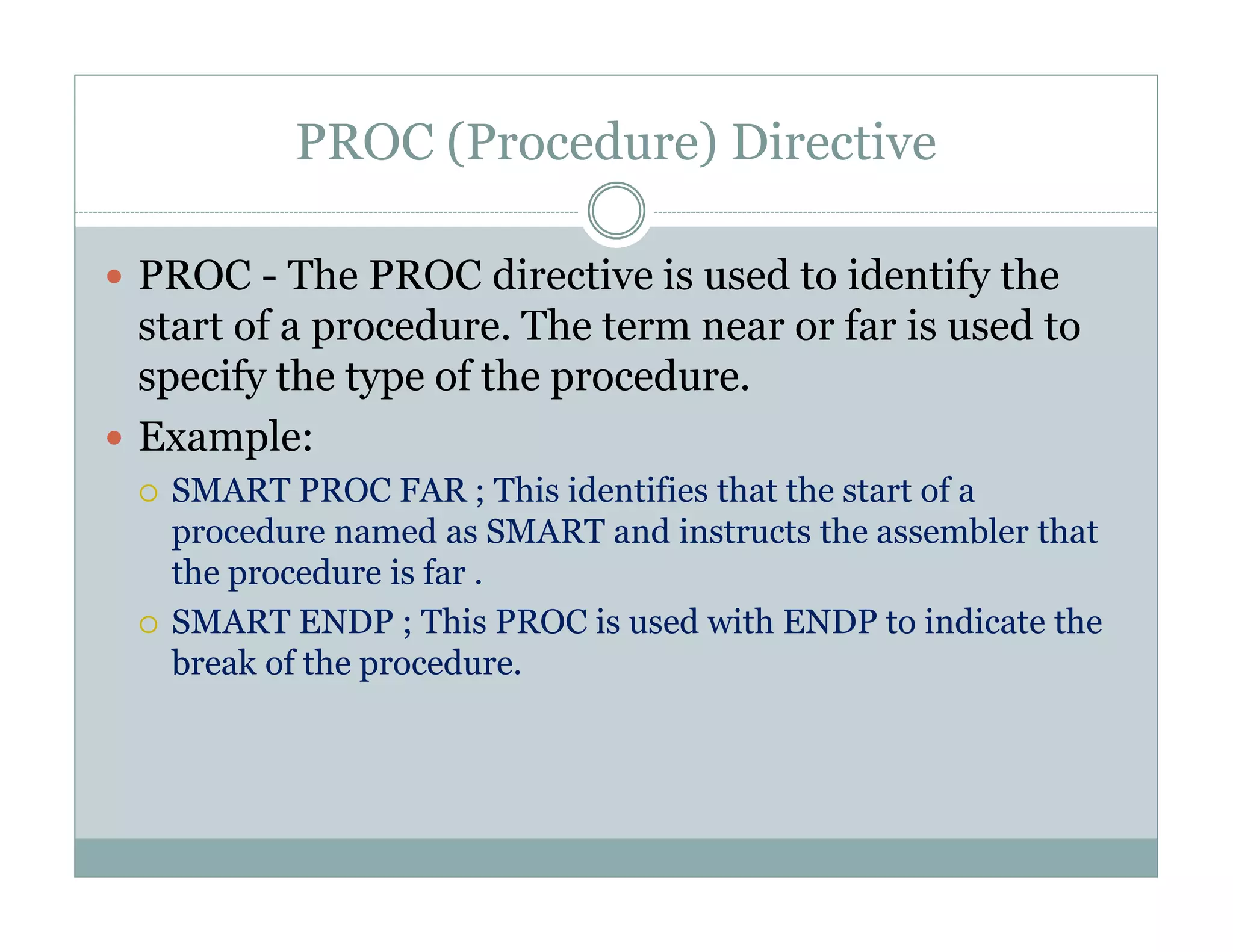 Assembler directives and basic steps ALP of 8086 | PDF