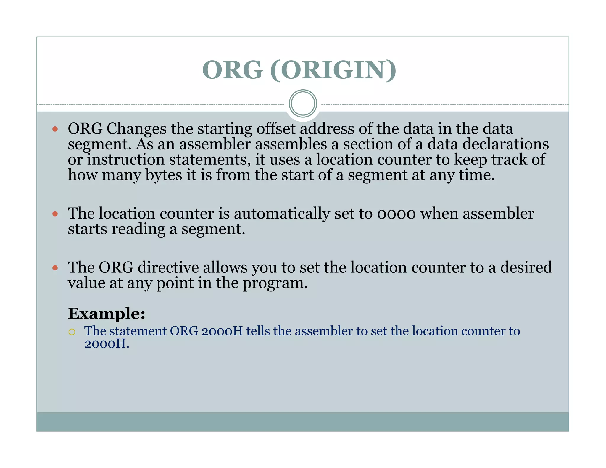 Assembler directives and basic steps ALP of 8086 | PDF