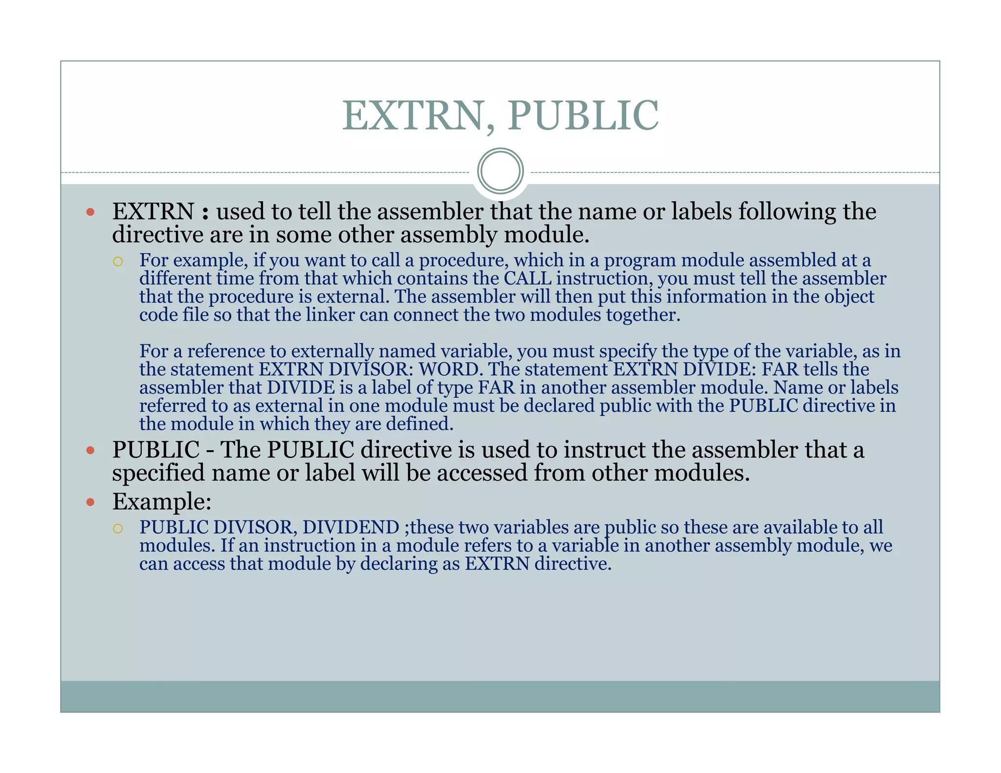 Assembler directives and basic steps ALP of 8086 | PDF