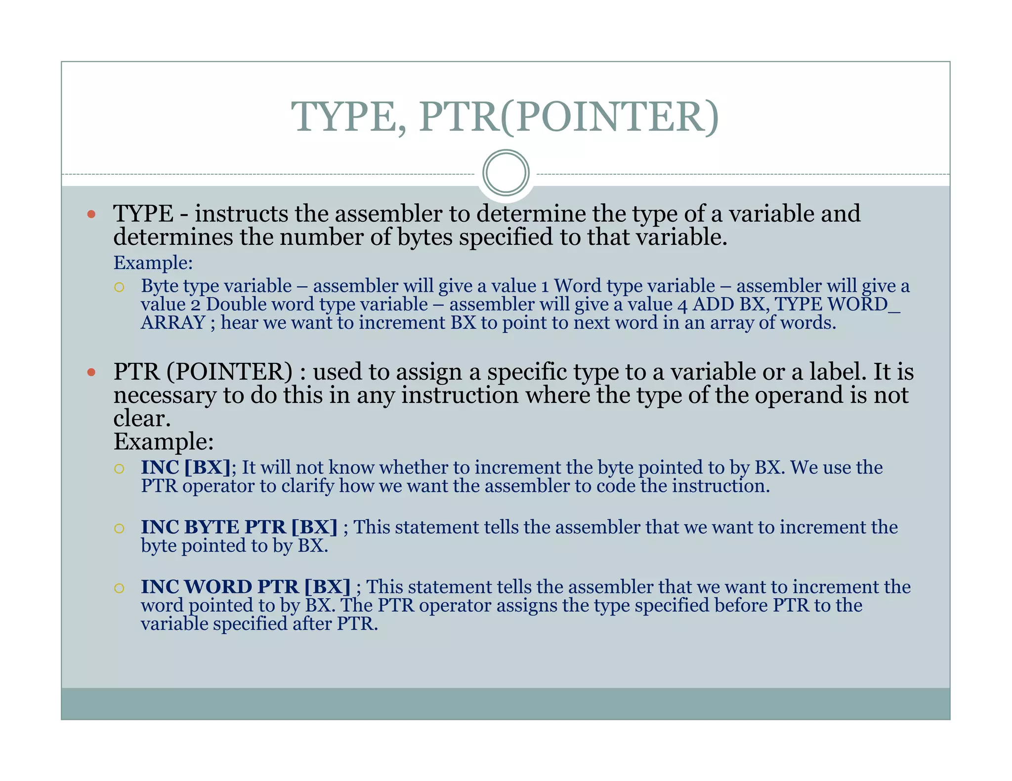 Assembler directives and basic steps ALP of 8086 | PDF