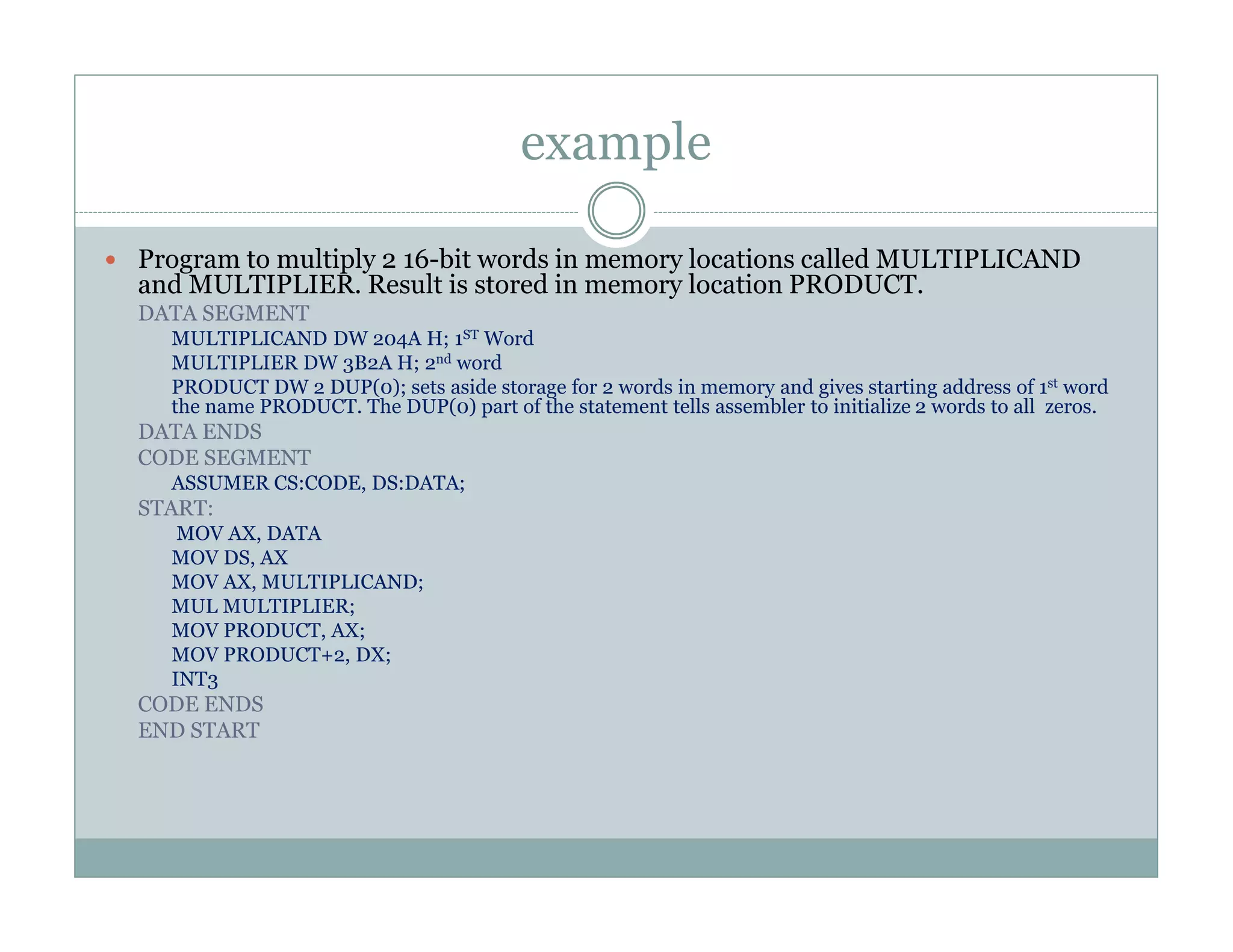 Assembler directives and basic steps ALP of 8086 | PDF