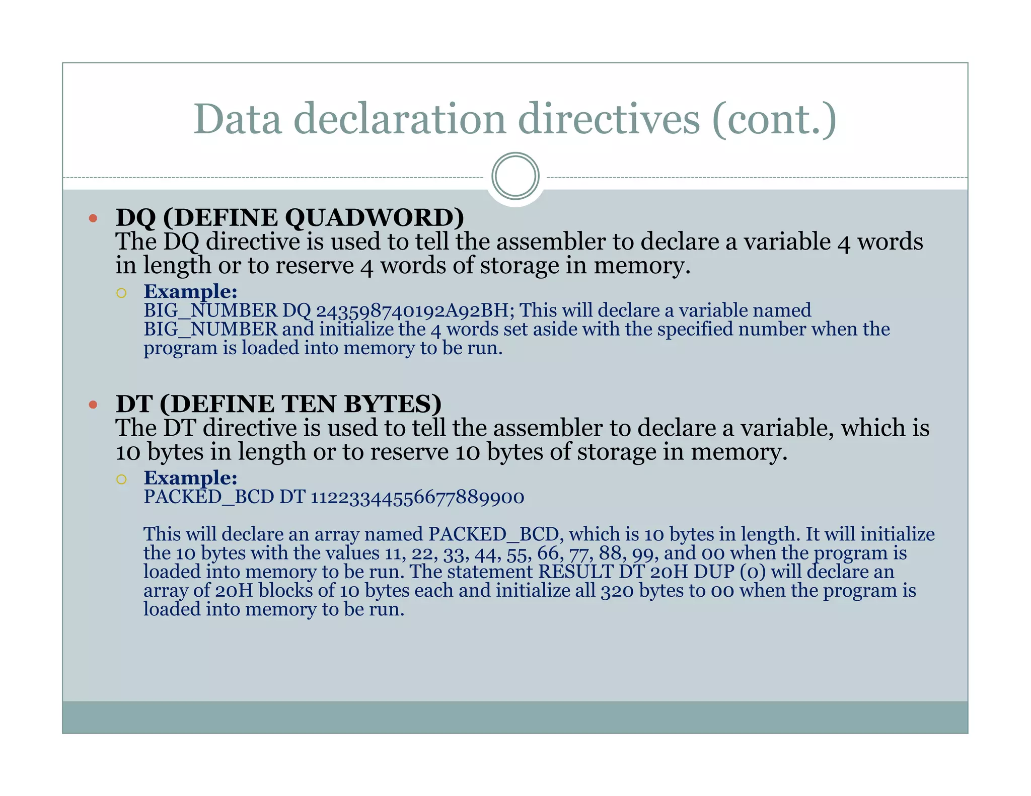 Assembler directives and basic steps ALP of 8086 | PDF