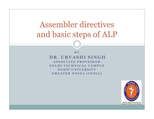 Assembler directives and basic steps ALP of 8086 | PDF