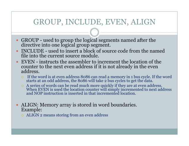 Assembler directives and basic steps ALP of 8086 | PDF