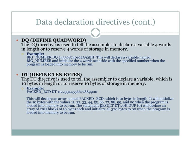 Assembler directives and basic steps ALP of 8086 | PDF