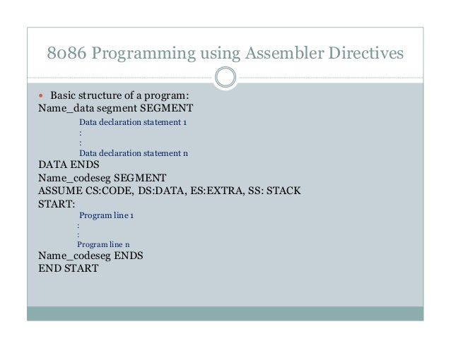 Assembler directives and basic steps ALP of 8086