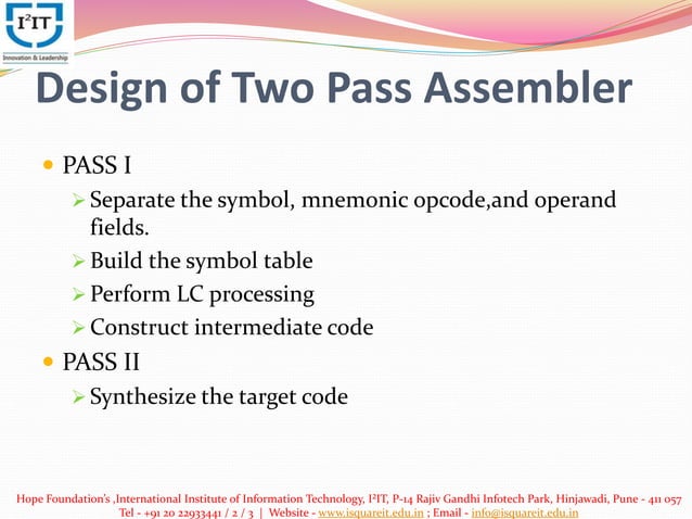 Pass Structure Of Assembler Pptx Programming Languages Computing