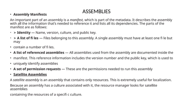 Introiduction to Assemblies and .NET platform | PPT