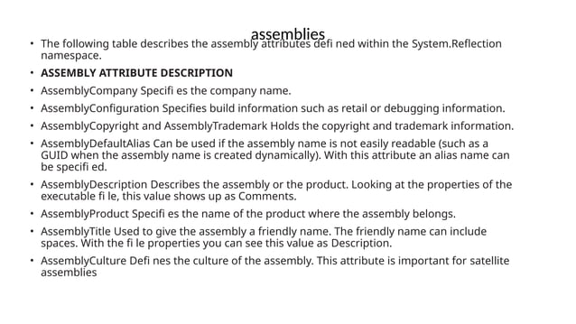 Introiduction to Assemblies and .NET platform | PPT