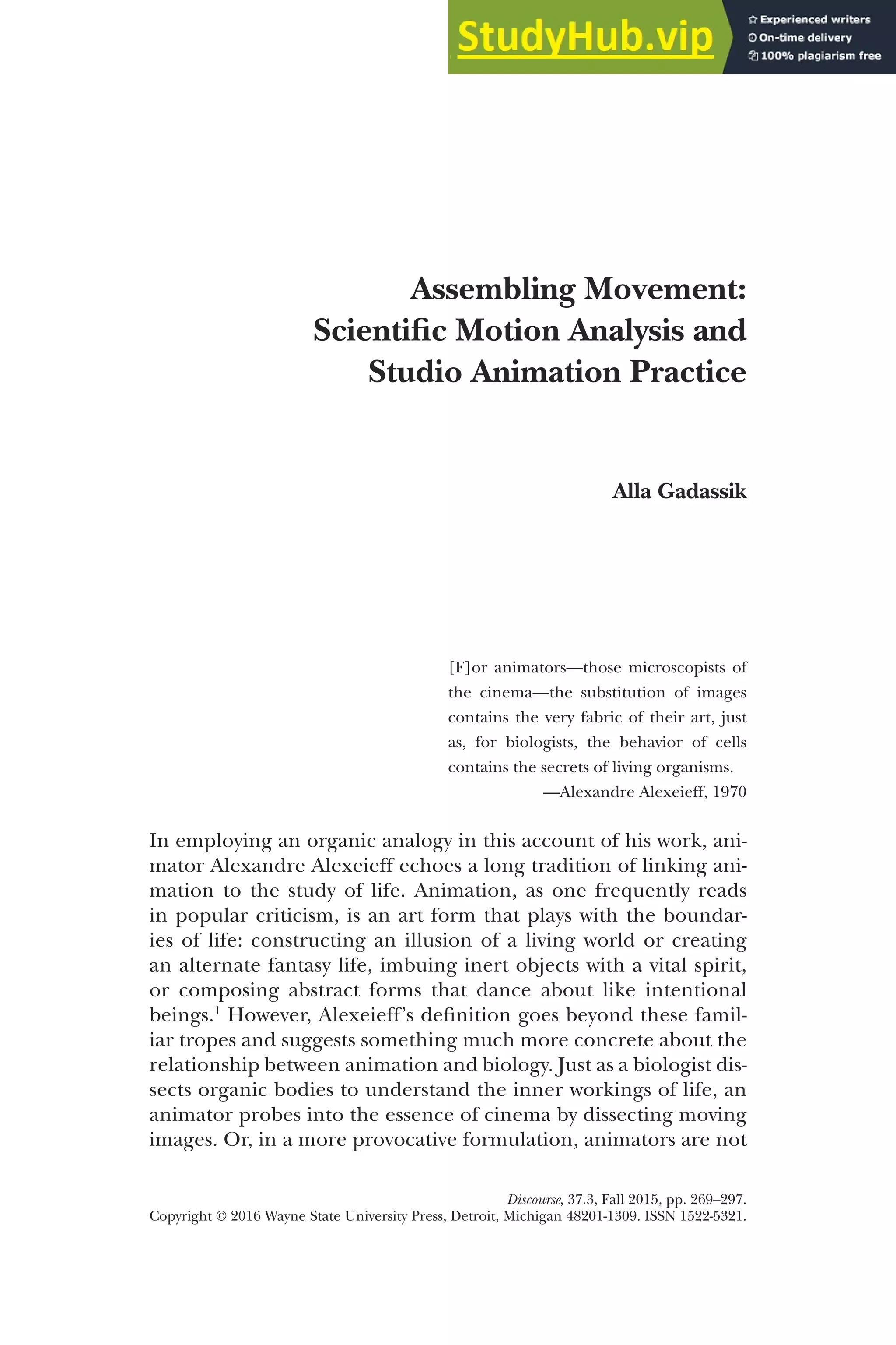 Assembling Movement Scientific Motion Analysis And Studio Animation ...