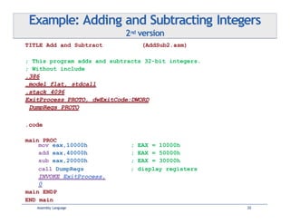 outline : basicc elements of assembly language | PPTX