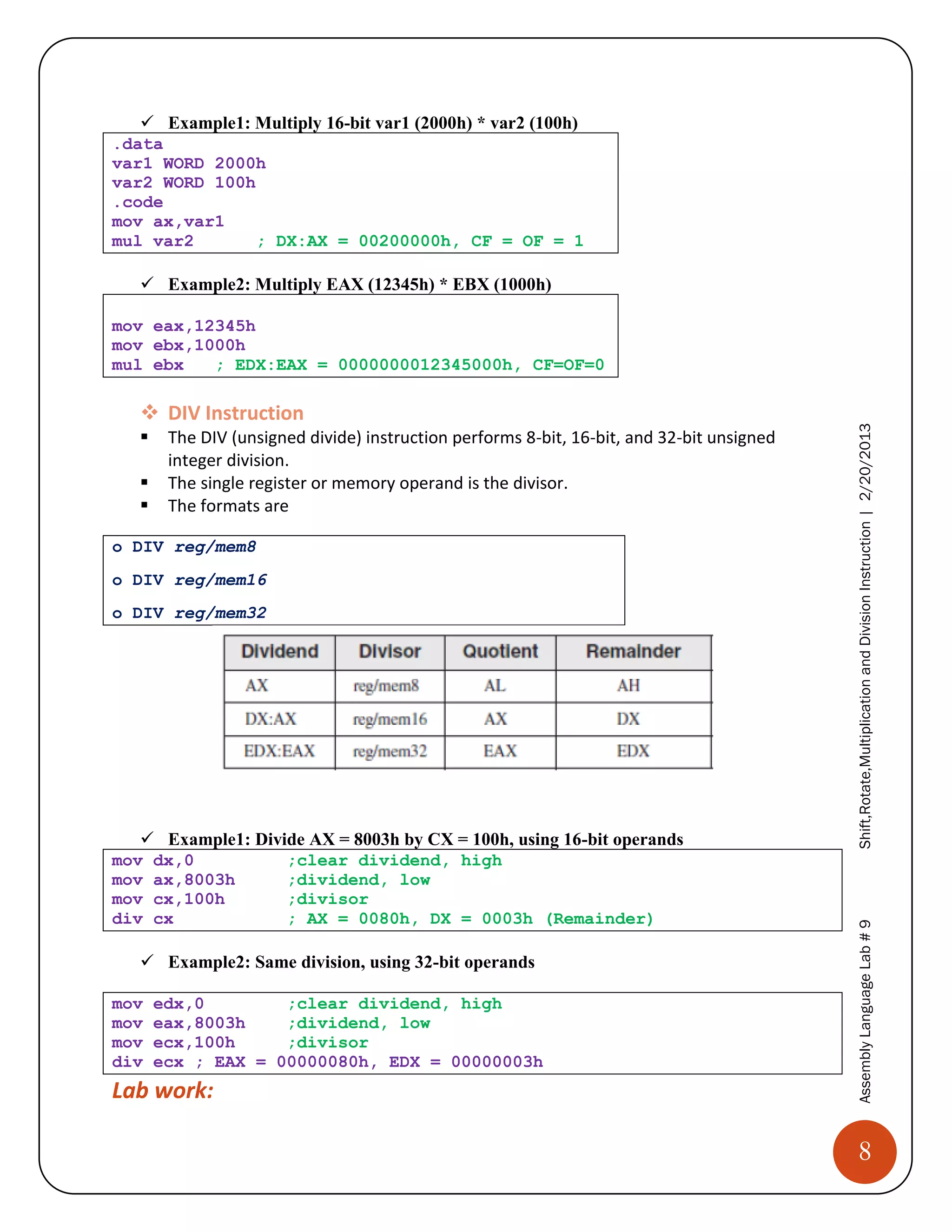 Assembly language-lab9 | PDF