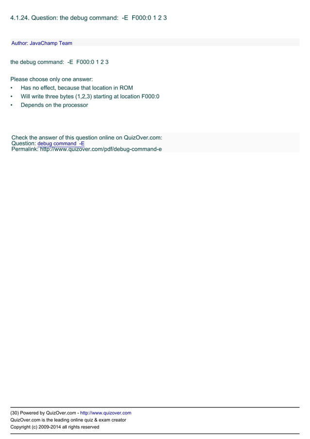 Assembly Programming Quiz | PDF | Operating Systems | Computer Software and Applications