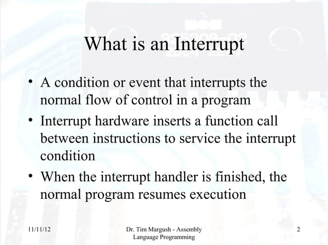 Assembly10 interrupts | PPT | Operating Systems | Computer Software and Applications