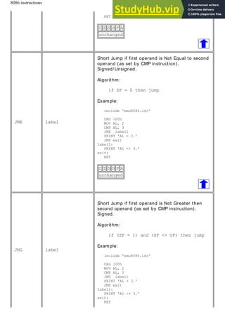 Assembly Complete 8086 Instruction Set | PDF