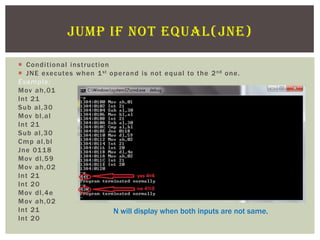 Assembly jmp presentation | PPTX | Programming Languages | Computing