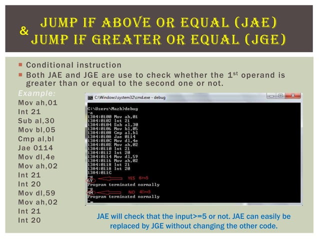 Assembly jmp presentation | PPTX | Programming Languages | Computing