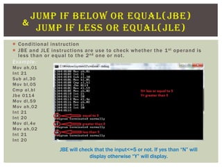 Assembly jmp presentation | PPTX | Programming Languages | Computing