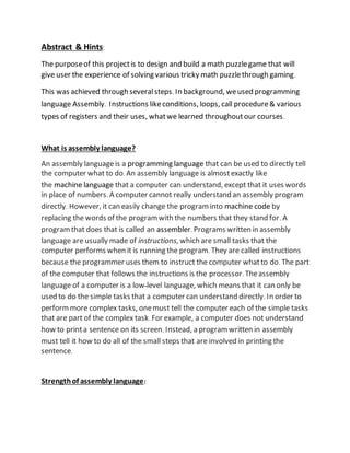 Tricky math puzzle project report | DOCX