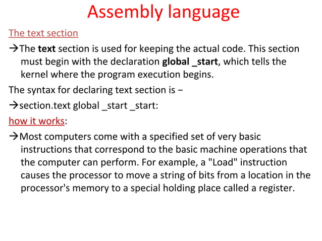 Assembly language | PPT | Programming Languages | Computing