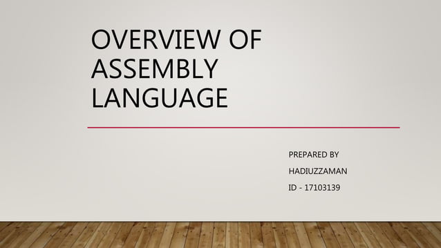 Overview Of Assembly Language | PPTX